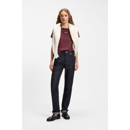 High-waist-Jeans BOSS Orange "ADA SLIM HR 1.0 Premium Damenmode", Damen, Gr. 27, L&auml;nge 30, dunkelblau 401, Denim/Jeans, Obermaterial: 61% Baumwolle, 39% Lyocell, unifarben, slim fit lang, Jeans High-Waist-Jeans, mit kleinen Schlitzen am Saum