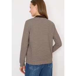 Cecil Damen Sweatjacke, grau, Gr. L, Strukturmuster, Sweatware, Obermaterial: 72% Polyester, 25% Viskose, 3% Elasthan, Sweatjacken, mit