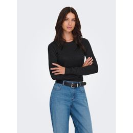 Only Damen Langarmshirt "ONLZELE L/S ROUNDNECK TOP JRS", schwarz, Gr. XL, bedruckt, Jersey, Obermaterial: 95% Polyester, 5% Elasthan, Shirts