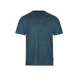 TRIGEMA Herren T-Shirt "TRIGEMA V-Shirt DELUXE Baumwolle", blau, Basic, Gr. S, Single Jersey, 100% Baumwolle, Shirts