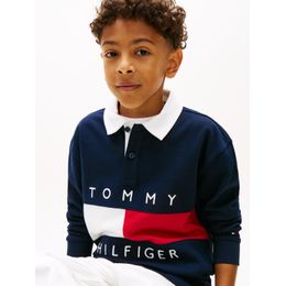 Tommy Hilfiger Jungen Poloshirt, blau, Gr. 7, unifarben, Single Jersey, Obermaterial: 100% Baumwolle, Shirts, Kinder bis 16 Jahre, mit Polokragen