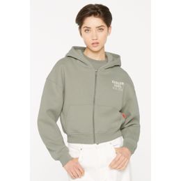 Harlem Soul Damen Kapuzensweatjacke, gr&uuml;n, Gr. XXL, bedruckt, Material: 65% Baumwolle, 35% Polyester, Sweatjacken, mit Baumwolle