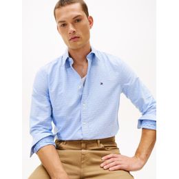 Tommy Hilfiger Herren Langarmhemd "OXFORD DOBBY", blau, Gr. XL, Web, Obermaterial: 100% Baumwolle, Hemden, Button-down-Kragen, regular fit,