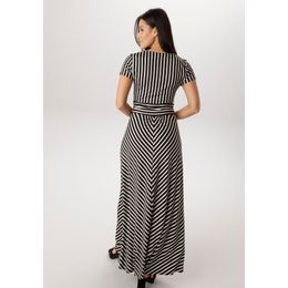 Damen Sommerkleidschwarz, sanftes wei&szlig;, Gr. 38, Aniston SELECTED, bedruckt, gemustert, gestreift, Single Jersey, Obermaterial: 95% Viskose, 5%
