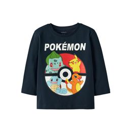 name it Jungen T-Shirt "NMMJUICE POKEMON LS NREG TOPBOX NOOS SKY"navy blazer, Gr. 110, bedruckt, unifarben, Jersey, Obermaterial: 95% Baumwolle, 5%