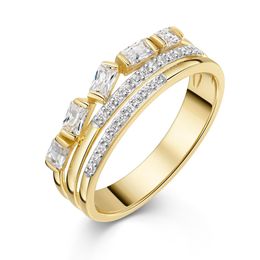 Firetti Damen Fingerring "Schmuck Geschenk Gold 333 Damenring Ring mehrreihige Optik", 62, Gelbgold 333, 4mm, gold, Gelbgold 333, Fingerringe, mit
