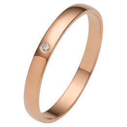 Firetti Damen Trauring "Schmuck Geschenk Gold Hochzeit Ehering Trauring "LIEBE"", 56, 0,01 SI = kleine Einschl&uuml;sse mit Brillant, Ros&eacute;gold 375, 2,5mm,