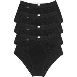 Sloggi Damen Midislip "Chic", Gr. 40, schwarz, Single Jersey, Obermaterial: 95% Baumwolle, 5% Elasthan. Spitze: 71% Polyamid, 20% Baumwolle, 9%