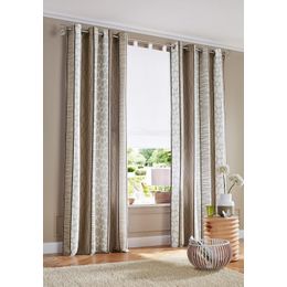 Vorhang OTTO HOME, B:140cm H:145cm, grau, Microfaser, Polyester, Wohnzimmer, Gardinen, "Gosen", Gardine, 2-er Set, Fertiggardine, L&auml;ngsstreifen
