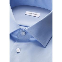 Seidensticker Herren Businesshemd "Schwarze Rose", blau, Gr. 44, unifarben, 100% Baumwolle, Hemden, Regular 1/1 Kentkragen Uni