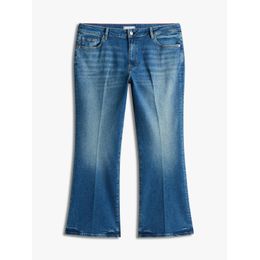Damen Bootcut-Jeans "CRV DNM GLOW BOOTCUT RW", blau, Gr. 46, Tommy Hilfiger Curve, leichte Abriebeffekte, unifarben, Denim/Jeans, Obermaterial: 98%