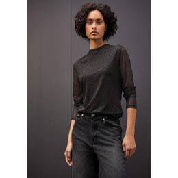 Street One Damen Langarmshirt, braun, Gr. 34, Jersey, Obermaterial: 95% Polyester, 5% Elasthan. Futter: 100% Viskose, Shirts, in transparenter
