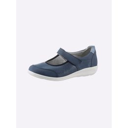 Casual Looks Damen Slipper, Gr. 40, blau, Glattleder, Nubukleder, Textil, Schuhe