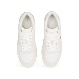 Tommy Hilfiger Damen Plateausneaker "ESSENTIAL BASKET SNEAKER", Gr. 36, beige, Leder, Lederimitat, Textil, Schuhe, Freizeitschuh, Halbschuh, Schn&uuml;rer