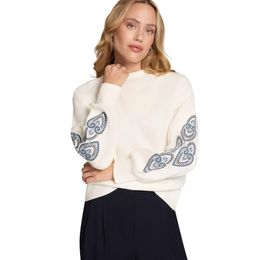 Sweatshirt Zero "Damen mit Aufdruck", Damen, Gr. 42, wei&szlig; (patch creamblau), Sweatware, Obermaterial: 60% Baumwolle, 40% Polyester, bedruckt, figurumspielend normal, Rundhals, weit B&uuml;ndchen krempelbar, Sweatshirts Sweatshirt, Plain/ohne Details