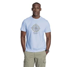 DELMAO Herren T-Shirt, blau, Gr. L, bedruckt, Single Jersey, Obermaterial: 100% Baumwolle, Shirts, Kurzarm, bedruckt, Rundhals, aus Baumwolle