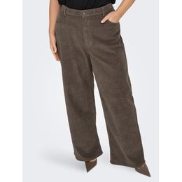 Only CARMAKOMA Damen Cordhose "CARHOPE GLOBAL EX HW WIDE CORD PNT NOOS", braun, Gr. 48, unifarben, Cord, Obermaterial: 98% Baumwolle, 2% Elasthan,