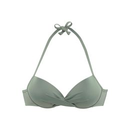 s.Oliver Damen Push-Up-Bikini-Top "Spain", gr&uuml;n, Gr. 34, unifarben, Microfaser, Microfaser, Bikini-Oberteile, in Wickeloptik