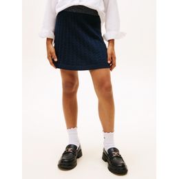 Tommy Hilfiger M&auml;dchen Strickrock "MINI CABLE SKIRT"schwarz night navy, Gr. 10, unifarben, Strick, Obermaterial: 68% Baumwolle, 20% Polyamid, 10%