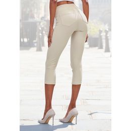 H.I.S. H.I.S Damen Caprihose, Gr. 32, beige, Obermaterial: 70% Baumwolle, 25% Polyester, 5% Elasthan, unifarben, Basic, Hosen, im Schlupfhosen Style