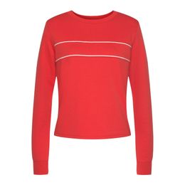 H.I.S. H.I.S Damen Sweatshirt, Gr. 32, rot, Interlock, Obermaterial: 60% Baumwolle, 40% Polyester, unifarben, Basic, Sweatshirts, mit Piping auf der Brust,