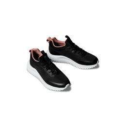 Damen Slip-On Sneaker "EVA RUNNER LACEUP SOCK MAT MIX", Calvin Klein Jeans, Gr. 36schwarz, rose, Lederimitat, Textil, unifarben mit Farbeinsatz,