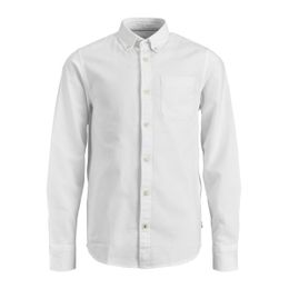 Jack & Jones Kinder Langarmhemd "JJEOXFORD SHIRT L/S NOOS JNR", wei&szlig;, Gr. 128, JACK & JONES JUNIOR, unifarben, Web, Obermaterial: 100% Baumwolle, Hemden
