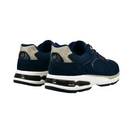Bugatti Herren Sneaker, Gr. 40, blau, Leder, Textil, Schuhe, Freizeitschuh, Halbschuh, Slipper mit Kontrast-Details