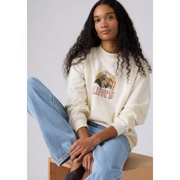 Levi's LEVI'S Damen Sweater "GR COLLINS MOCKNE", beige, Gr. L, bedruckt, Sweatware, Obermaterial: 88% Baumwolle, 12% Polyester, Sweatshirts, mit Frontprint