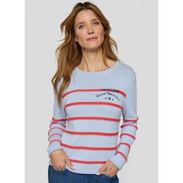 Rabe Damen Strickpullover, blau, Gr. 38, gestreift, Strick, Obermaterial: 100% Baumwolle, Pullover, mit Streifen Muster