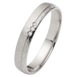 Firetti Damen Trauring "Schmuck Geschenk Gold 750 Hochzeit Ehering "LIEBE"", 52, 0,02 SI = kleine Einschl&uuml;sse mit Brillanten, Wei&szlig;gold 375, 3,5mm,