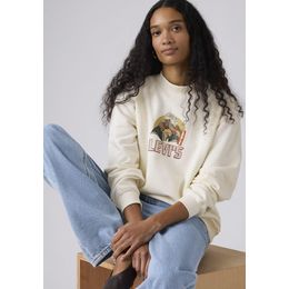 Levi's LEVI'S Damen Sweater "GR COLLINS MOCKNE", beige, Gr. M, bedruckt, Sweatware, Obermaterial: 88% Baumwolle, 12% Polyester, Sweatshirts, mit Frontprint