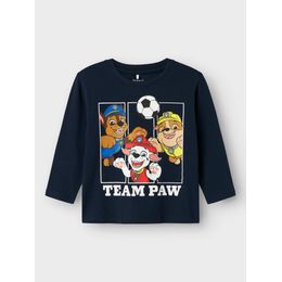 name it Jungen Langarmshirt "NMMJOLL PAW NREG LS TOP NOOS CPLG", blau, Gr. 98, bedruckt, Jersey, Obermaterial: 95% Baumwolle, 5% Elasthan, Shirts