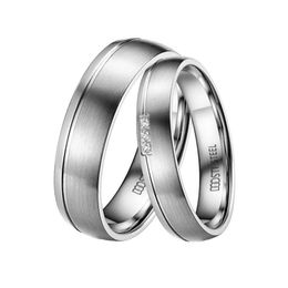 DOOSTI Damen Trauring "Schmuck Geschenk Edelstahl Trauring Ehering Partnerring LIEBE", 52, ohne Zirkonia, Edelstahl, 6mm, silber, Edelstahl,