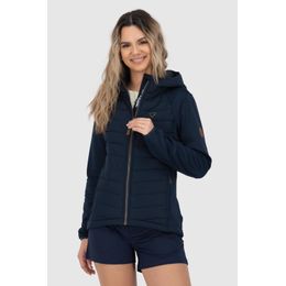 alife and kickin Hybridjacke ALIFE & KICKIN "SoleneAKA", Damen, Gr. M, blau (marine), Web, Obermaterial: 95% Polyester, 5% Elasthan, unifarben, figurbetont h&uuml;ftlang, ohne Ausschnitt, Jacken, mit Kapuze und gestepptem Body