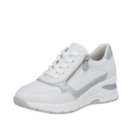 Rieker Damen Keilsneaker, Gr. 38, wei&szlig;, Leder, unifarben mit Farbeinsatz, Schuhe, Halbschuh, Freizeitschuh, Schn&uuml;rschuh in schmaler Form