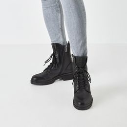 Tamaris Damen Schn&uuml;rstiefelette, Gr. 37schwarz, Lederimitat, Textil, Schuhe, Blockabsatz, Schn&uuml;rboots, Schuhzunge mit Schmucksteinen besetzt
