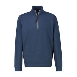 Sweater Lerros "SELANIK", Herren, Gr. L, storm blau, Sweatware, Obermaterial: 90% Baumwolle, 10% Polyester, unifarben, normal h&uuml;ftbedeckend, Rundhals, B&uuml;ndchen, Sweatshirts Sweater, Troyerkragen mit Rei&szlig;verschluss