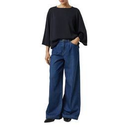 comma, COMMA Damen Shirtbluse, schwarz, Gr. 34, unifarben, Web, Obermaterial: 100% Baumwolle, Blusen, Sommerbluse 3/4-Arm mit weiten &Auml;rmeln