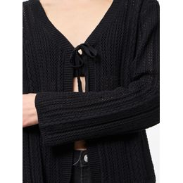 Pieces Damen Strickjacke "PCNUKA LS KNIT CARDIGAN NOOS BC", schwarz, Gr. L, unifarben, Strick, Obermaterial: 100% Baumwolle, Strickjacken