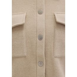 Mavi Damen Rundhalspullover "BUTTON SWEATSHIRT", beige, Gr. L, unifarben, Stoff, 69% Polyester, 31% Viskose, Pullover, Overshirt Fleece