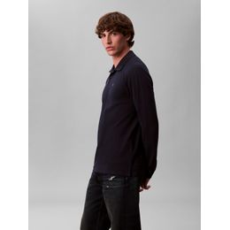 Herren Langarm-Poloshirt, schwarz, Gr. S, Calvin Klein Jeans, unifarben, Piqu&eacute;, Obermaterial: 100% Baumwolle, Shirts, Regular fit mit