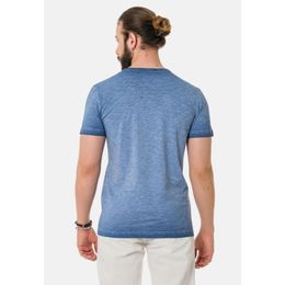 Cipo & Baxx CIPO & BAXX Herren T-Shirt "T-Shirt", blau, Gr. S, bedruckt, 95% Baumwolle, 5% Elasthan, Shirts, mit Knopfleiste