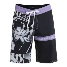 Boardshorts Quiksilver "Surfsilk Straight 20", Herren, Gr. 31SM, schwarz-wei&szlig; (schwarz block momentum), Obermaterial: 88% Polyester, 12% Elasthan;, Hosen