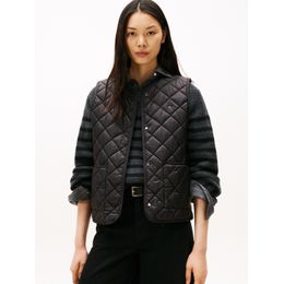 Steppweste Tommy Hilfiger "LW PADDED REG QUILTED VEST", Damen, Gr. XS (34), schwarz, Steppware, Obermaterial: 100% Nylon, unifarben, h&uuml;ftlang, V-Ausschnitt, Westen Steppweste