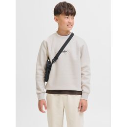 Jack & Jones Kinder Sweatshirt "JJESOHO SWEAT CREW NECK SN JNR"moonbeam, Gr. 176, JACK & JONES JUNIOR, bedruckt, angeraute Sweatware, Obermaterial: 80% Baumwolle,