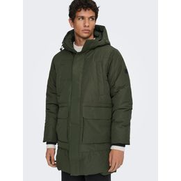 Only & Sons ONLY & SONS Herren Parka "ONSCAM PARKA OTW", gr&uuml;n, Gr. L, unifarben, Web, Obermaterial: 100% Polyester, Jacken