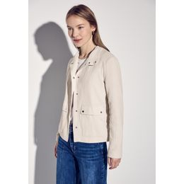 Street One Damen Kurzjacke, beige, Gr. 46, unifarben, Web, Obermaterial: 100% Baumwolle; Futter: 100% Polyester, Jacken, mit Knopfleiste