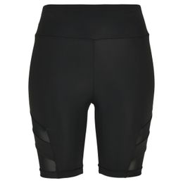 Stoffhose Urban Classics "Urban Classics Damen Ladies High Waist Tech Mesh Cycle Shorts", Damen, Gr. L, US-Gr&ouml;&szlig;en, schwarz, 80% Polyimid, 20% Elasthan, unifarben, skinny fit, Hosen Stoffhose