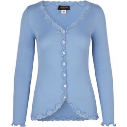 rosemunde Damen Strickjacke "Babette Silk Cardigan", blau, Gr. L, Feinripp, Obermaterial: 70% Seide, 30% Baumwolle, Strickjacken,
